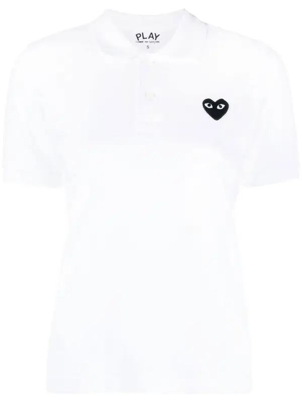 Play Comme Des Garcon Appliqué-detail Polo Shirt - White