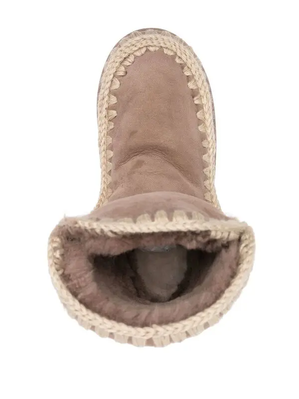 Mou Logo-patch Suede Boots - Neutrals