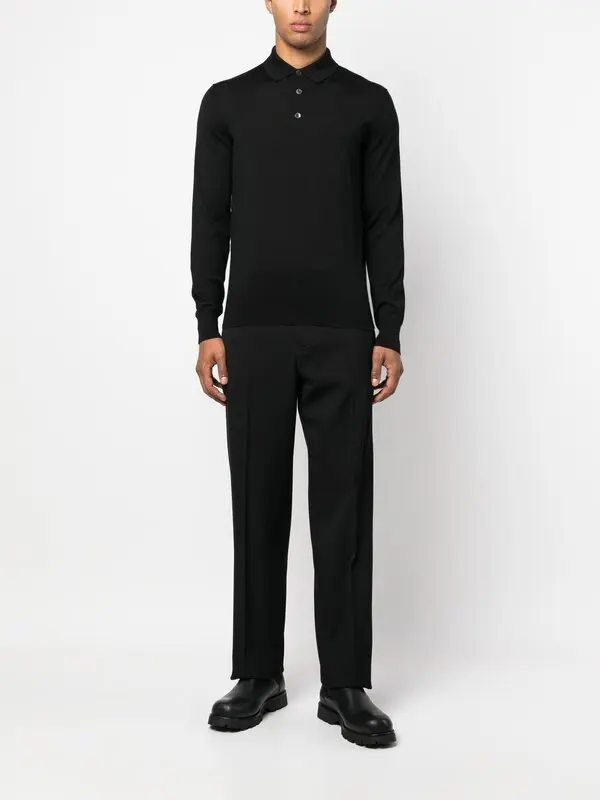 Zegna Knitted Polo Shirt - Black