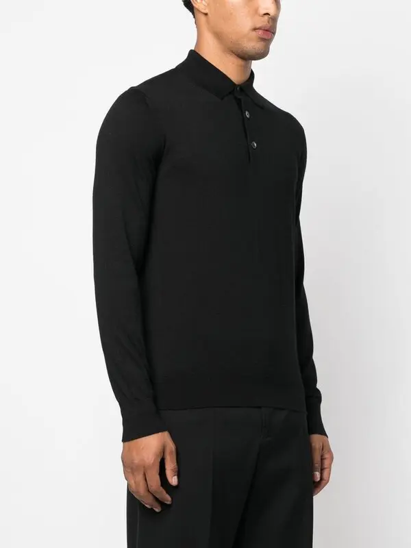 Zegna Knitted Polo Shirt - Black