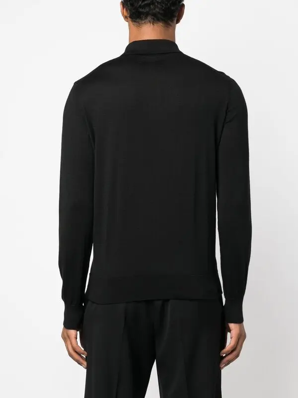 Zegna Knitted Polo Shirt - Black
