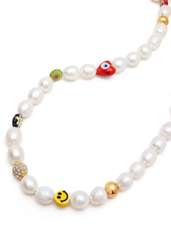 NIALAYA JEWELRY Smiley Face Pearl Necklace