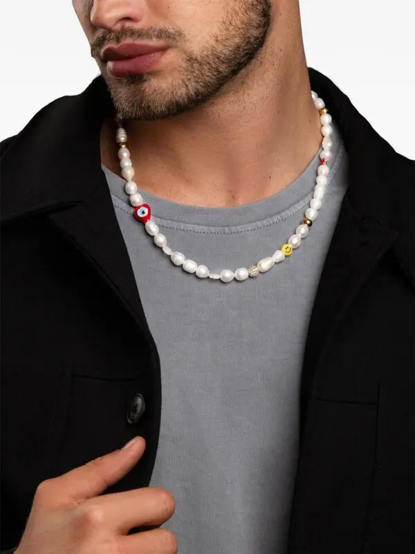 NIALAYA JEWELRY Smiley Face Pearl Necklace