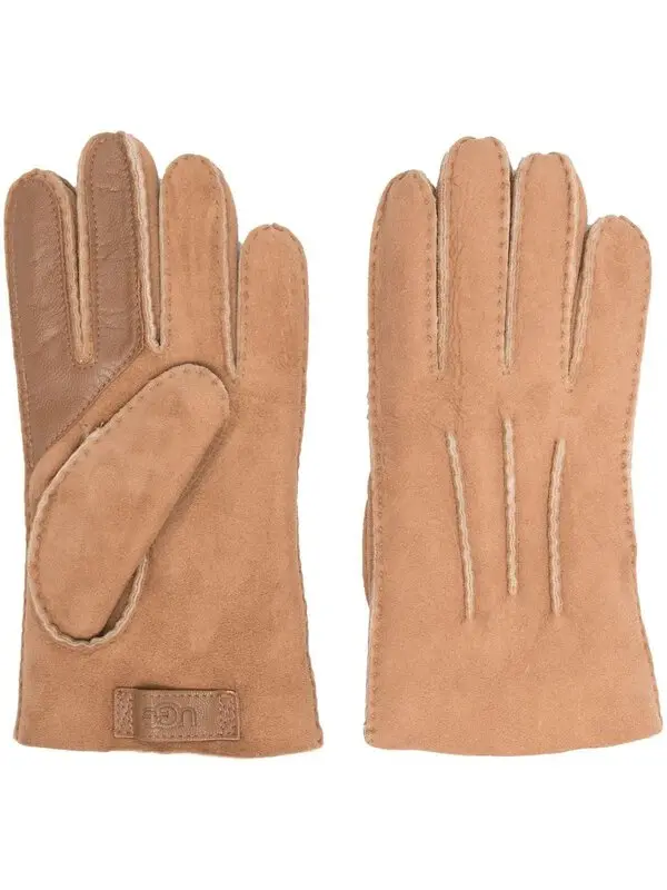 UGG Logo-patch Sheepskin Gloves - Brown