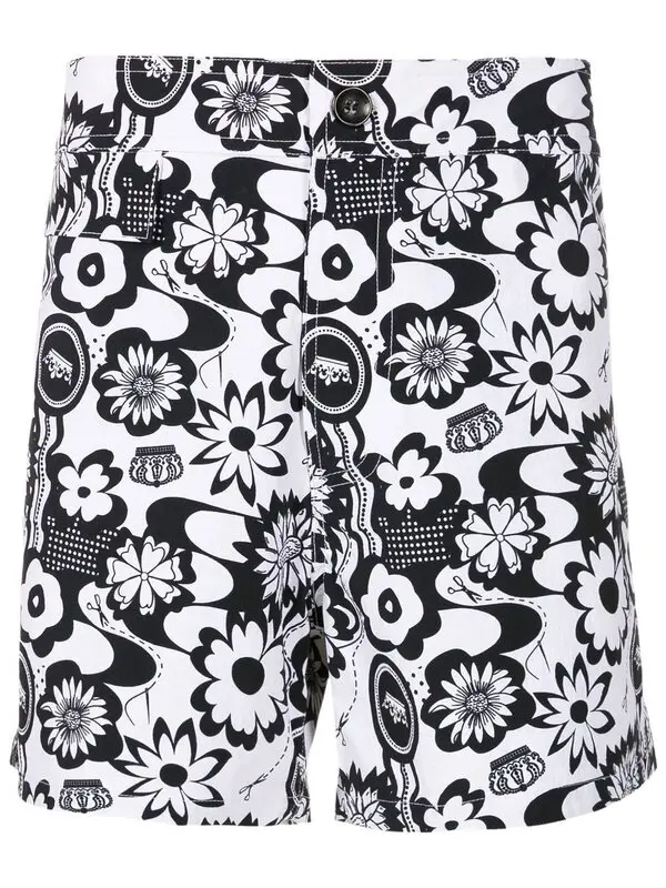 AMIR SLAMA Graphic-print Swimming Trunks - Black