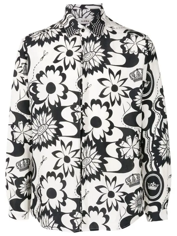 AMIR SLAMA Graphic-print Long-sleeve Shirt