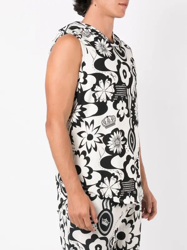 AMIR SLAMA Graphic-print Sleeveless Hooded Top