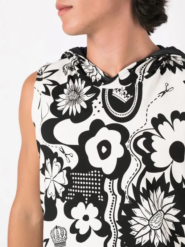 AMIR SLAMA Graphic-print Sleeveless Hooded Top