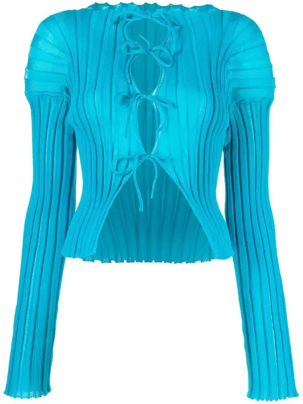 A. ROEGE HOVE Katrina Ribbed Knit Lace-up Top