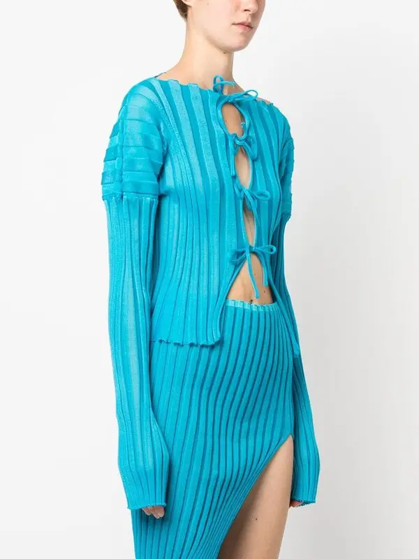 A. ROEGE HOVE Katrina Ribbed Knit Lace-up Top