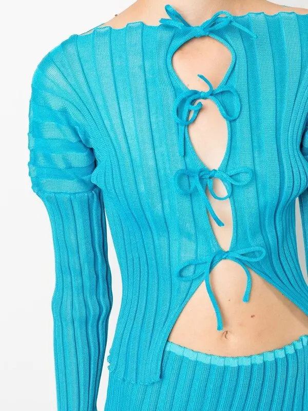 A. ROEGE HOVE Katrina Ribbed Knit Lace-up Top