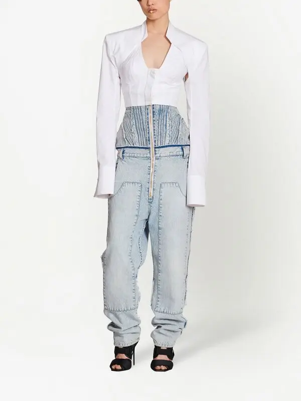 Balmain Cropped Cotton Blouse