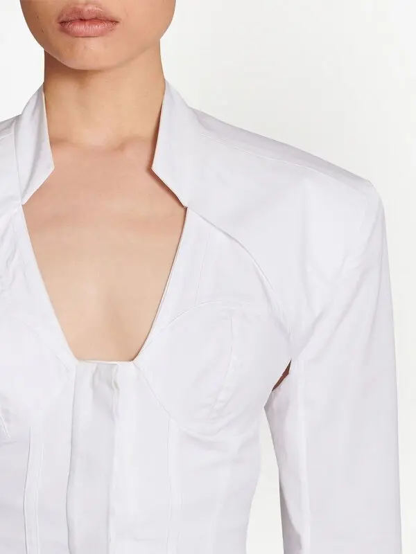 Balmain Cropped Cotton Blouse