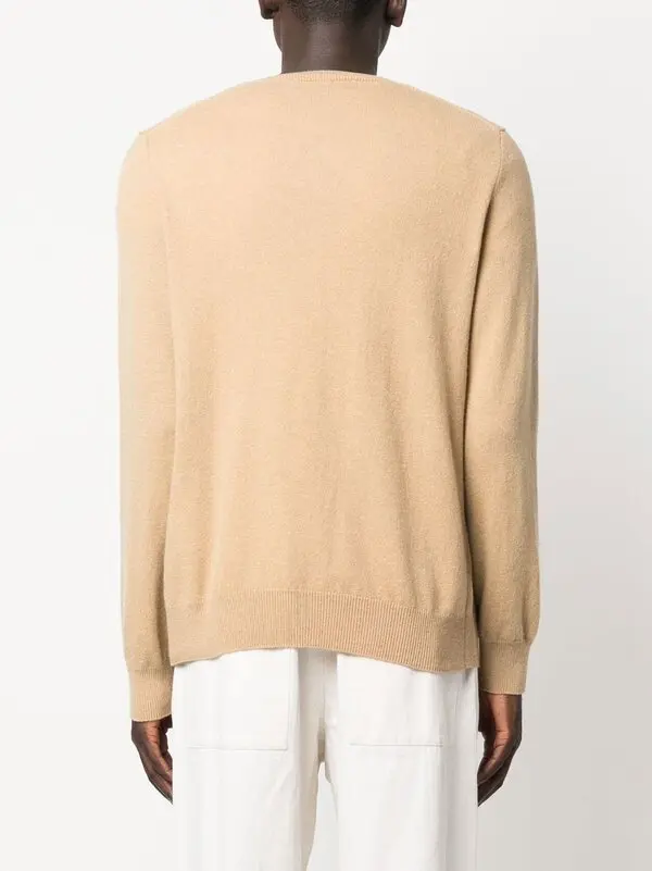 Play Comme Des Garcon Heart-patch V-neck Sweater - Neutrals