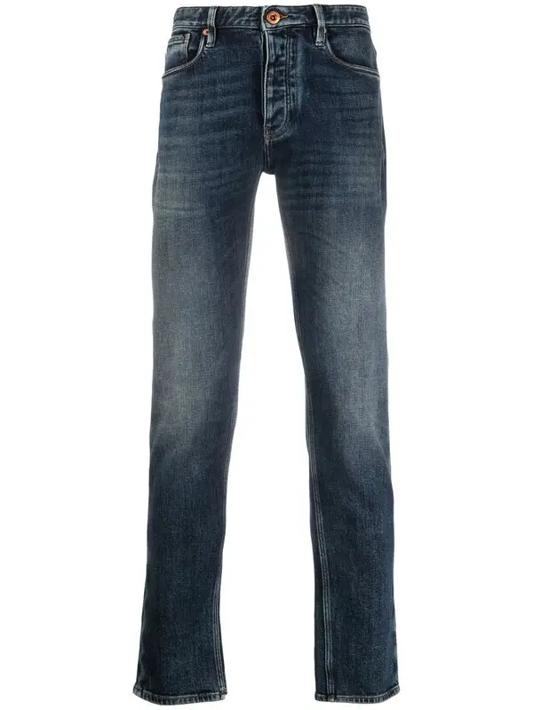 Emporio Armani Stonewashed Straight-leg Jeans