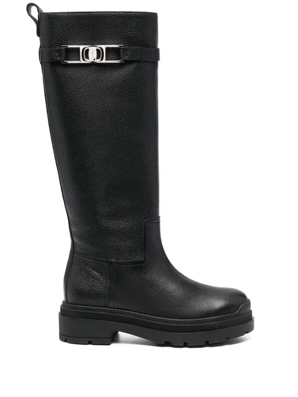 FERRAGAMO Vara Chain Knee-high Boots - Black