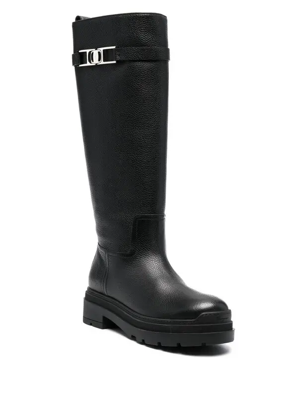 FERRAGAMO Vara Chain Knee-high Boots - Black