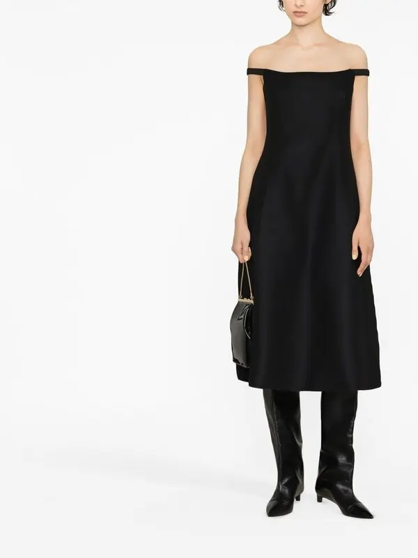 Khaite Off-shoulder A-line Midi Dress