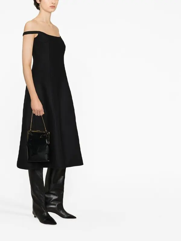 Khaite Off-shoulder A-line Midi Dress