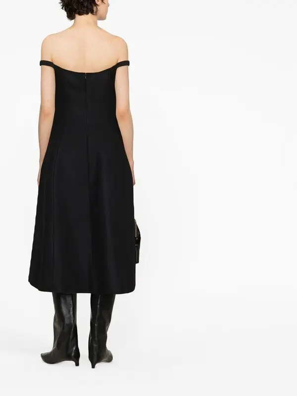 Khaite Off-shoulder A-line Midi Dress