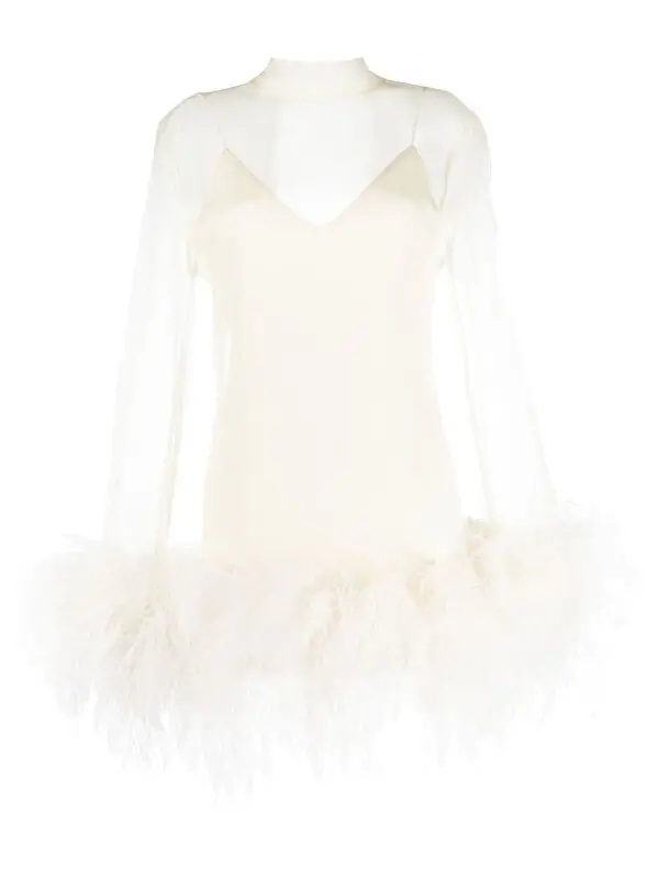 TALLER MARMO Gina Spirito Feather-trim Mini Dress