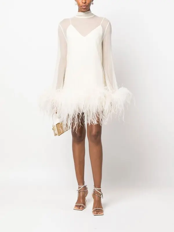 TALLER MARMO Gina Spirito Feather-trim Mini Dress