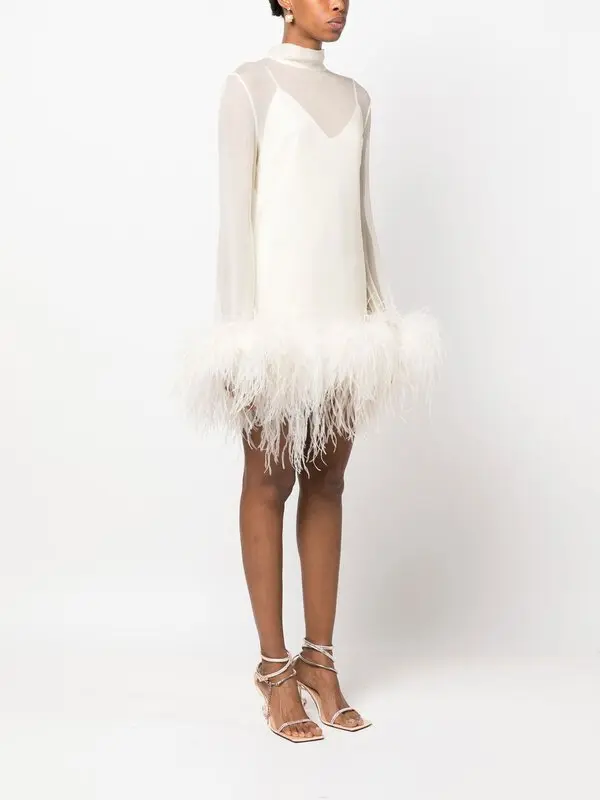 TALLER MARMO Gina Spirito Feather-trim Mini Dress