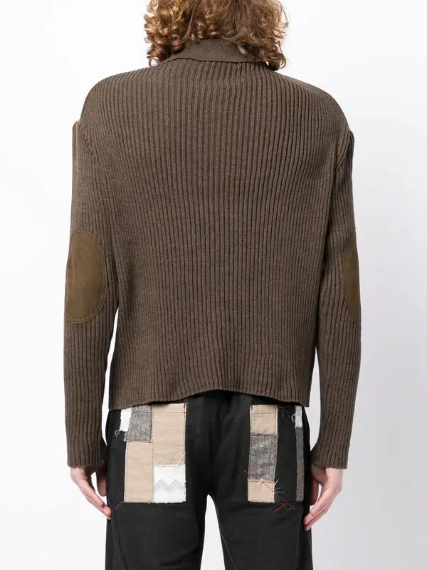 Sasquatchfabrix Faux-Suede Paneed Knitted Jacket In Brown - 40