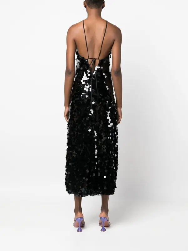 ROTATE BY BIRGER CHRISTENSEN Sequin Halterneck Midi Dress