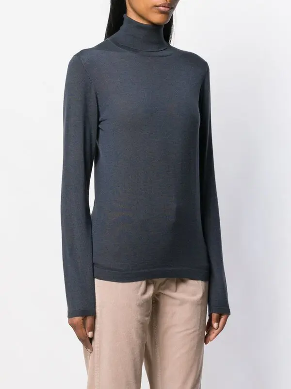 Brunello Cucinelli Fitted Roll Neck Sweater - Blue