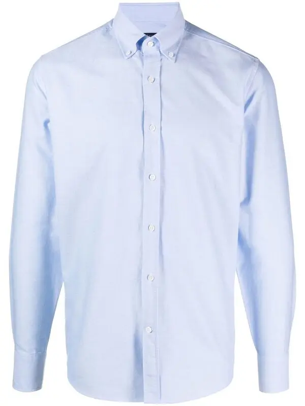 DEPERLU Slim-cut Poplin Shirt - Blue