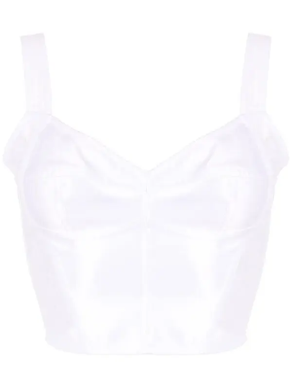 Dolce & Gabbana Lace Trim Corset Top - White