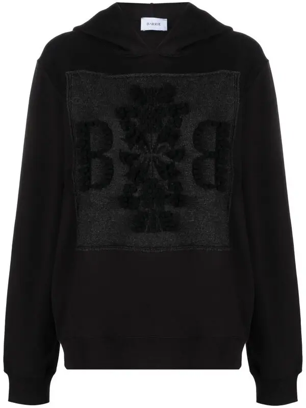 BARRIE Logo-patch Cotton Hoodie - Black