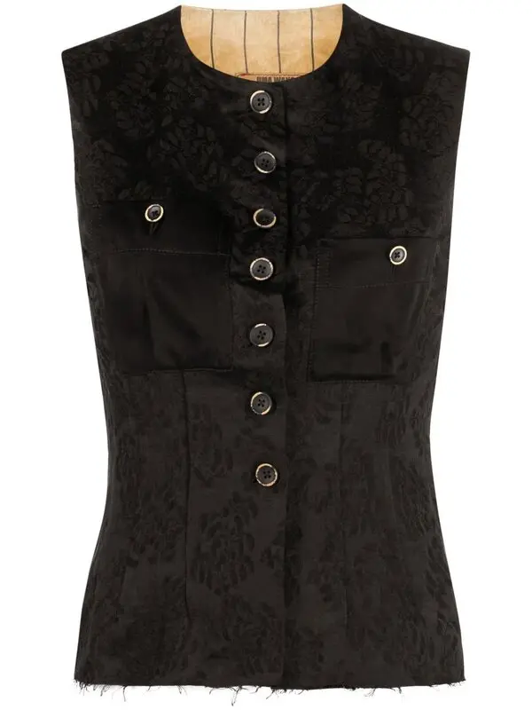 UMA WANG Panelled Floral-jacquard Vest