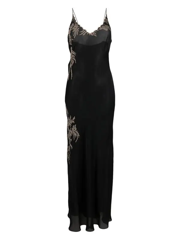 Carine Gilson Long Calais-caudry Lace Nightgown - Black