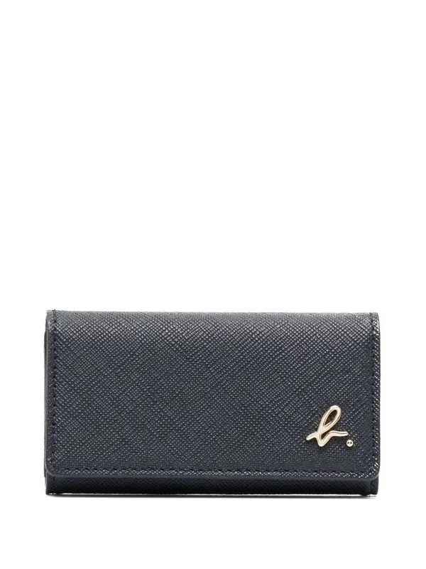 AGNES B. Logo-detail Leather Key Holder - Black