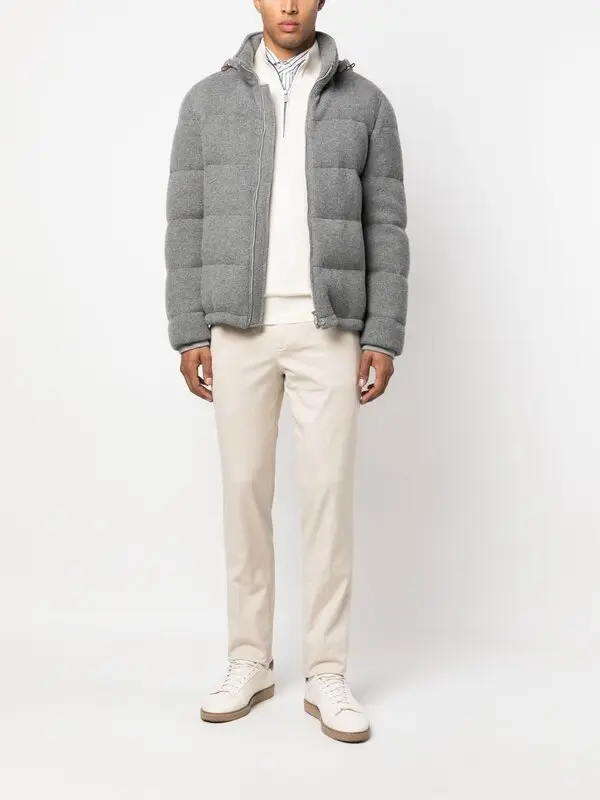 Brunello Cucinelli Ribbed Padded Hooded Cashmere Jacket