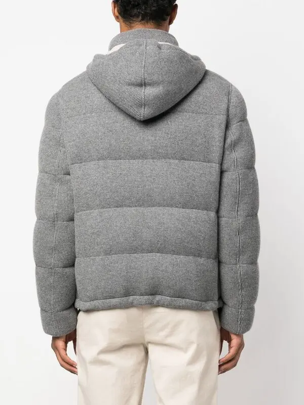 Brunello Cucinelli Ribbed Padded Hooded Cashmere Jacket
