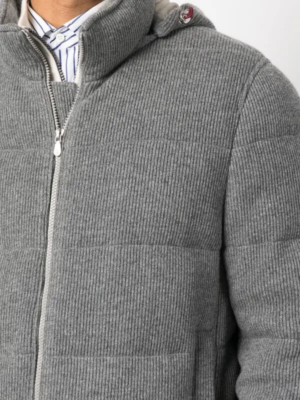 Brunello Cucinelli Ribbed Padded Hooded Cashmere Jacket