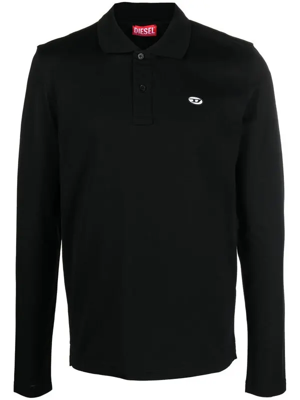DIESEL® Logo Embroidered Long-sleeve Polo Shirt