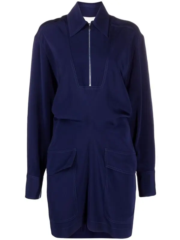 Victoria Beckham Flap-pocket Mini Dress - Blue