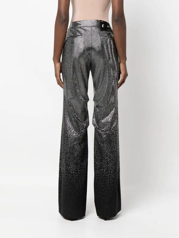 Off-White Crystal-embellished Wide-leg Trousers