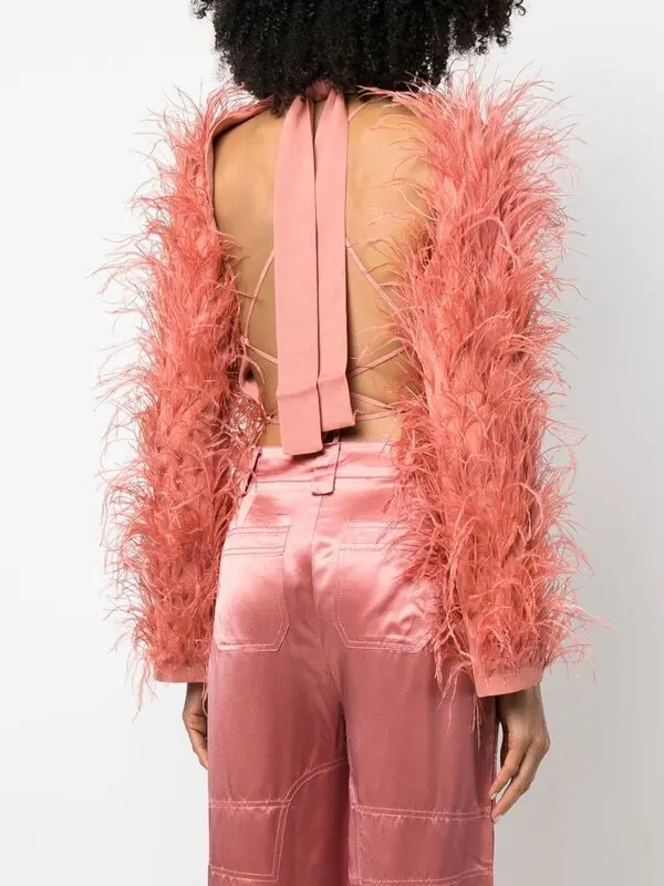 Cult Gaia Feather-embellished Bolero