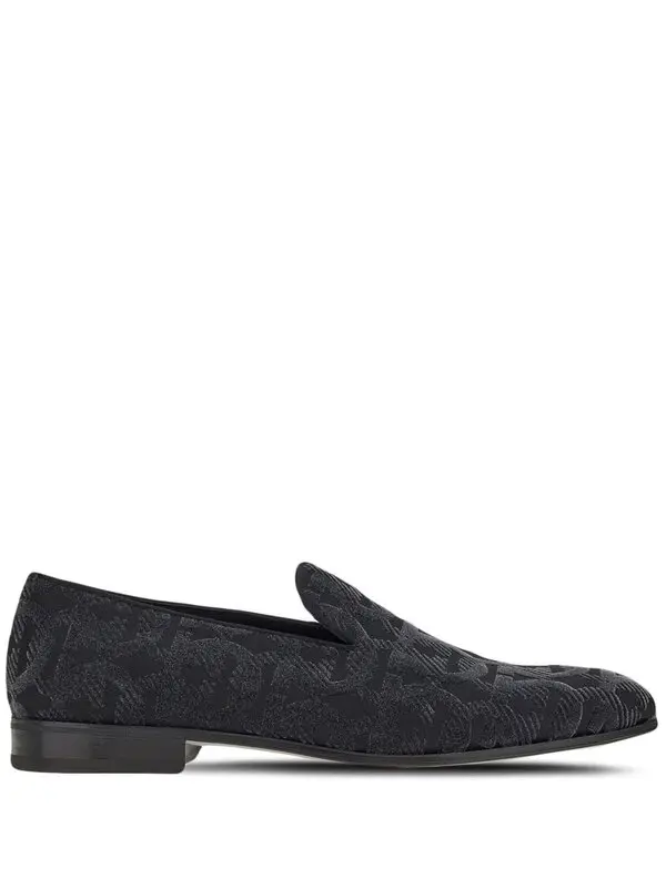 FERRAGAMO Gancini-pattern Moccasins - Black