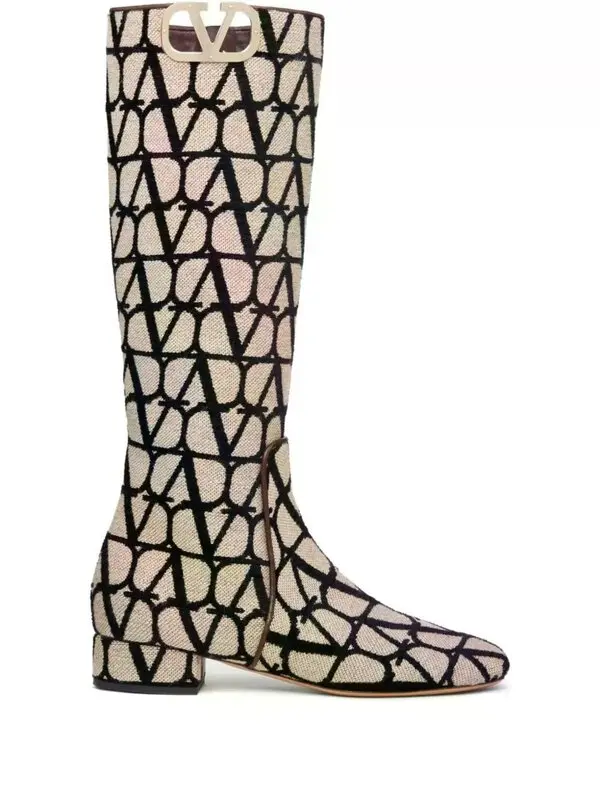 Valentino Garavani 30mm Vlogo Type Boots - Neutrals