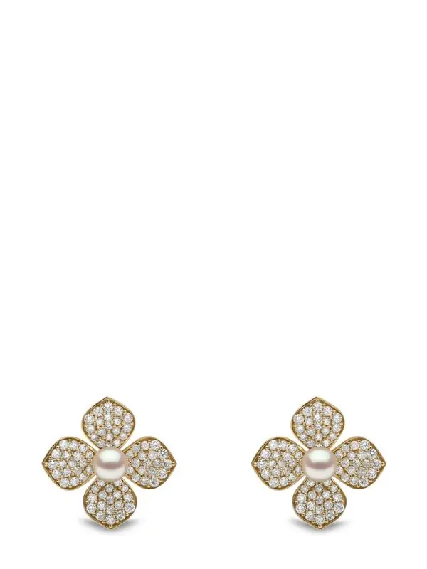 Yoko London 18kt Yellow Pearl And Diamond Earrings - Gold