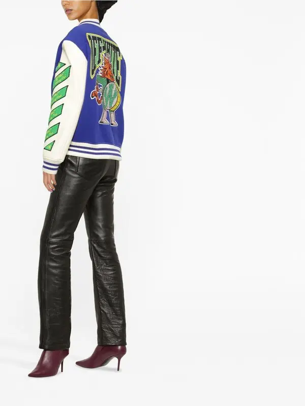 Off-White Bling Patches Embroidered Varsity Jacket