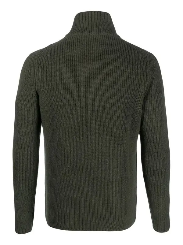 DELL'OGLIO Stand-collar Half-zip Jumper - Green