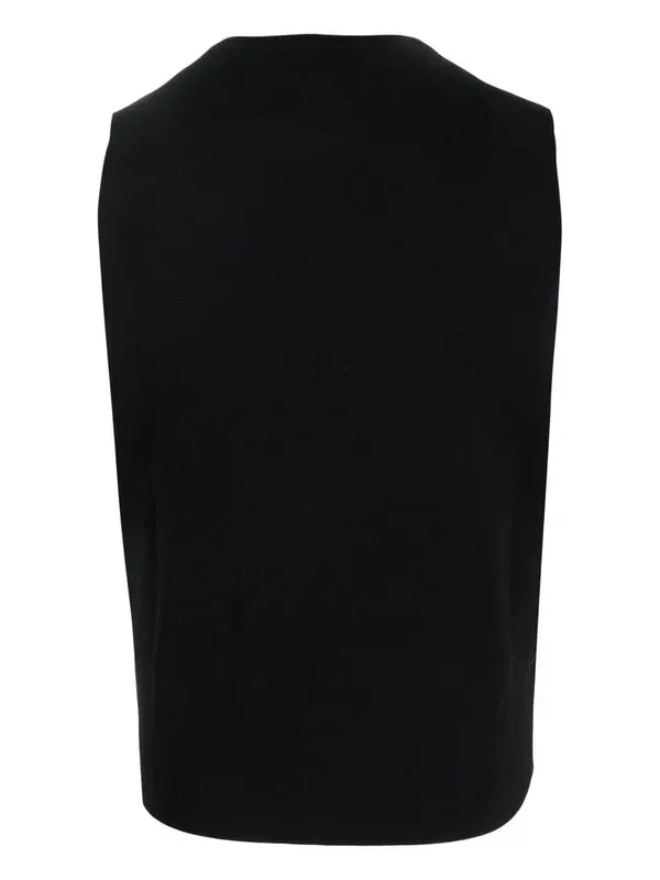 DELL'OGLIO V-neck Fine-knit Vest - Black