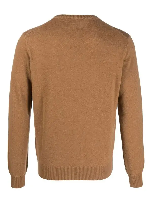DELL'OGLIO V-neck Fine-knit Jumper - Brown
